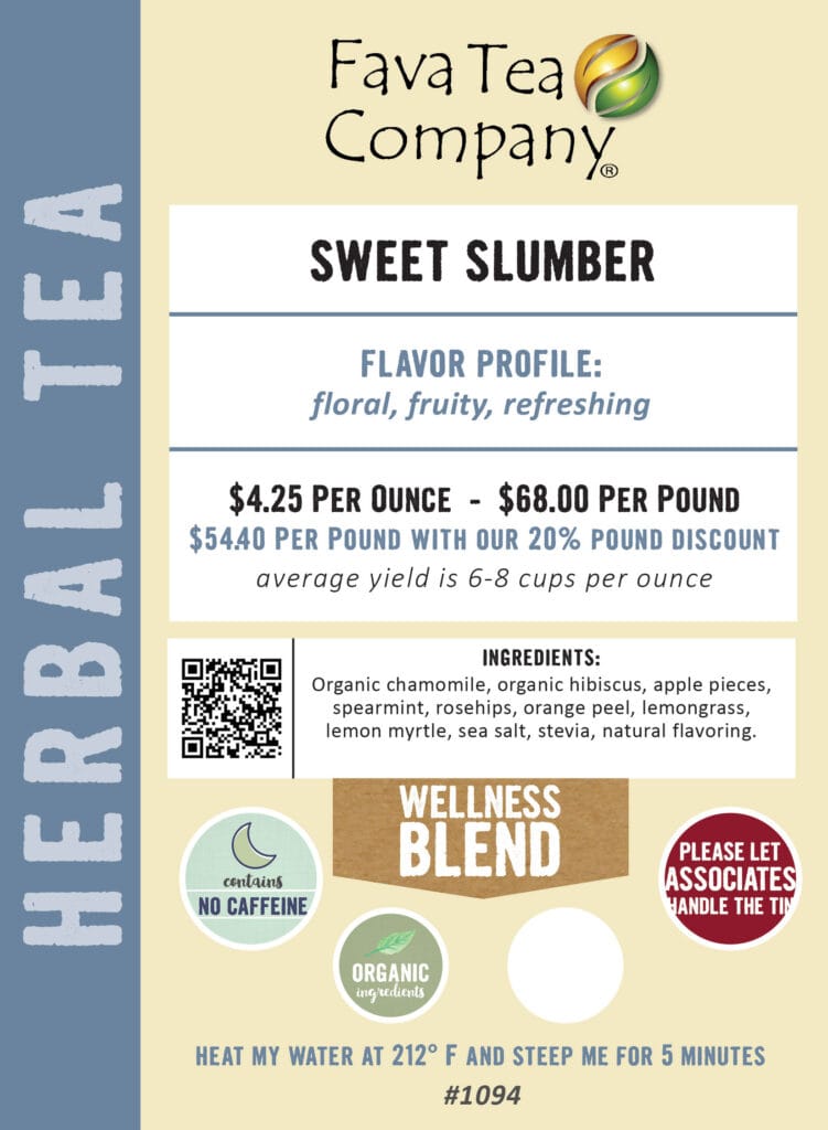 Sweet Slumber Herbal Organic Tea - Fava Tea